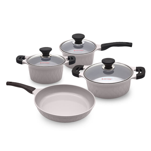 Formal Gray Healthy Nonstick Ceramic 7 Pcs Frying Pan, Saucepan, Pots ...